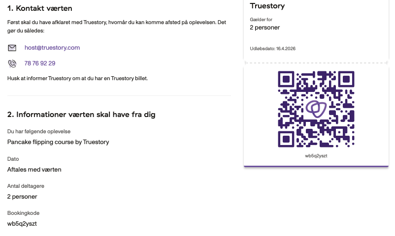 QR Code for redeeming booking codes
