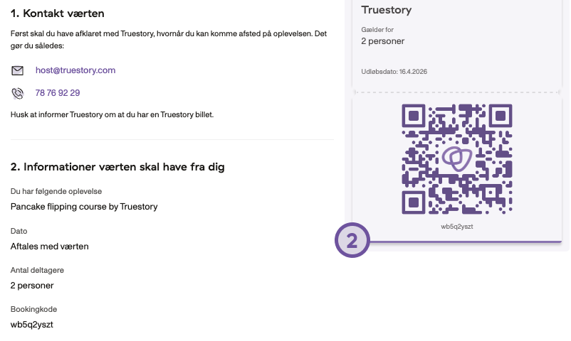 QR Code for redeeming booking codes